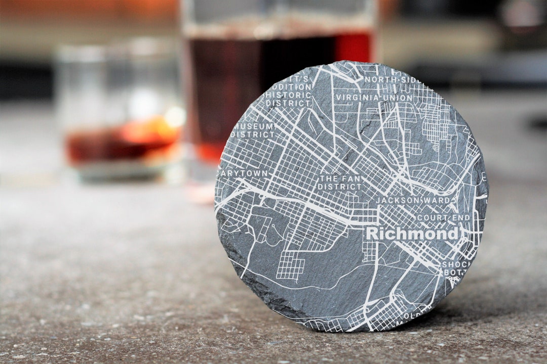 Richmond City Map Coasters, Richmond Decor, Housewarming, Richmond Gift ...
