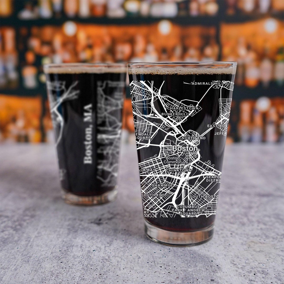 Boston Pint Glass, Boston MA Pint Glass Gift, Engraved or UV Printed ...