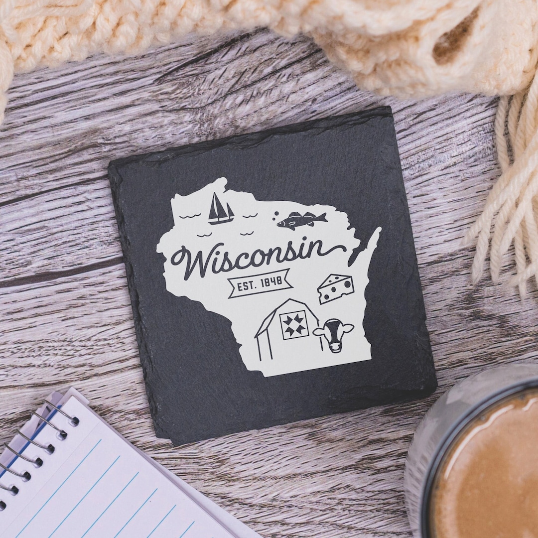 Wisconsin State Coasters, Housewarming Gift, Custom Coaster, Wisconsin ...