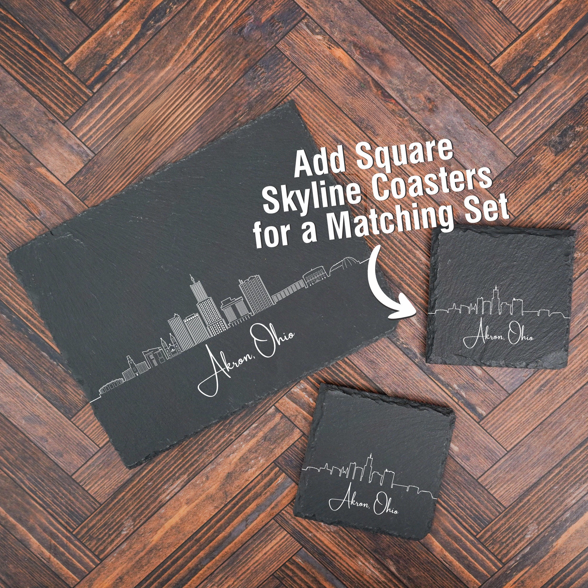 Akron OH Skyline Trivet, Personalized Housewarming Gift, Slate Trivet ...
