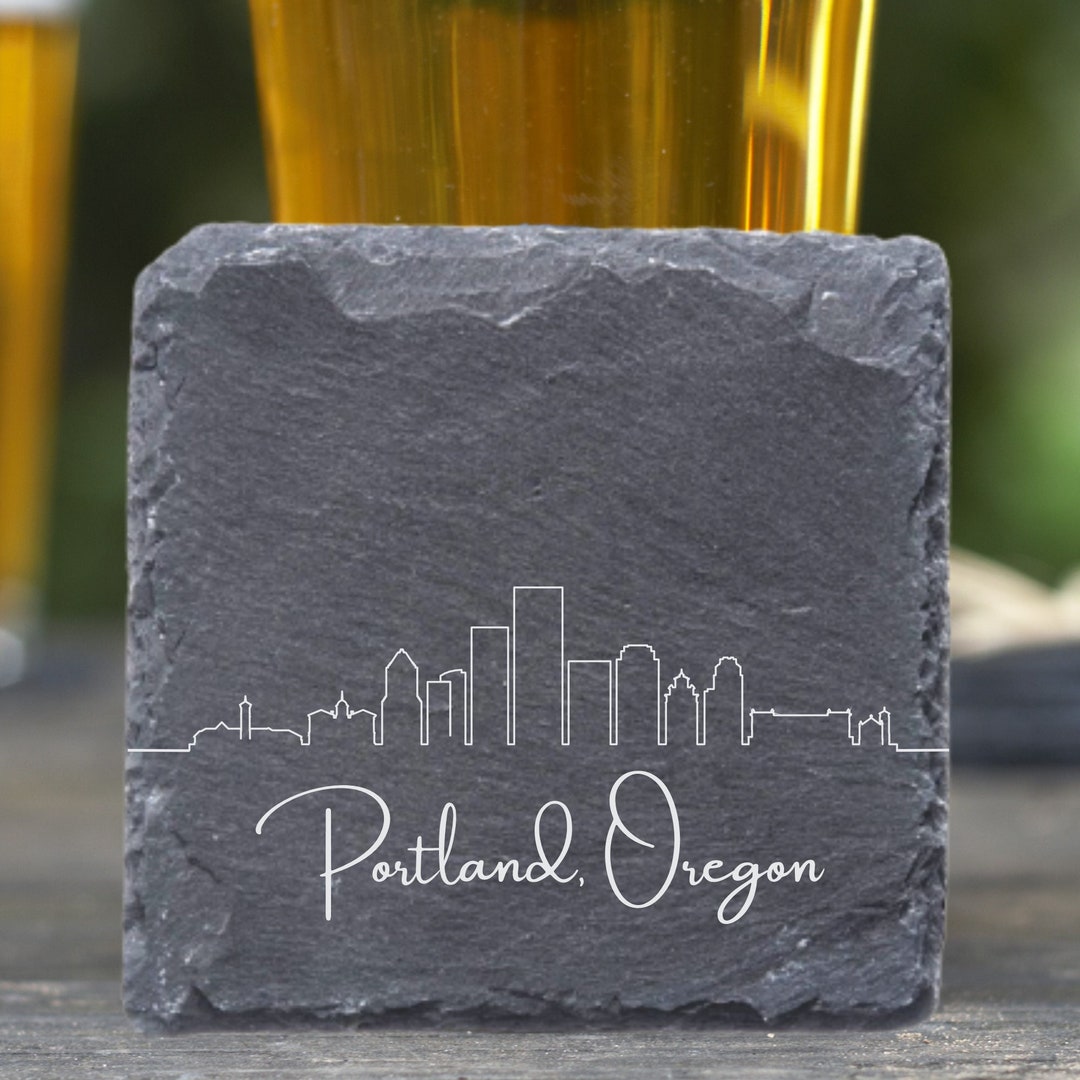 Portland Oregon Skyline Coasters, Housewarming Coaster, Portland Home ...