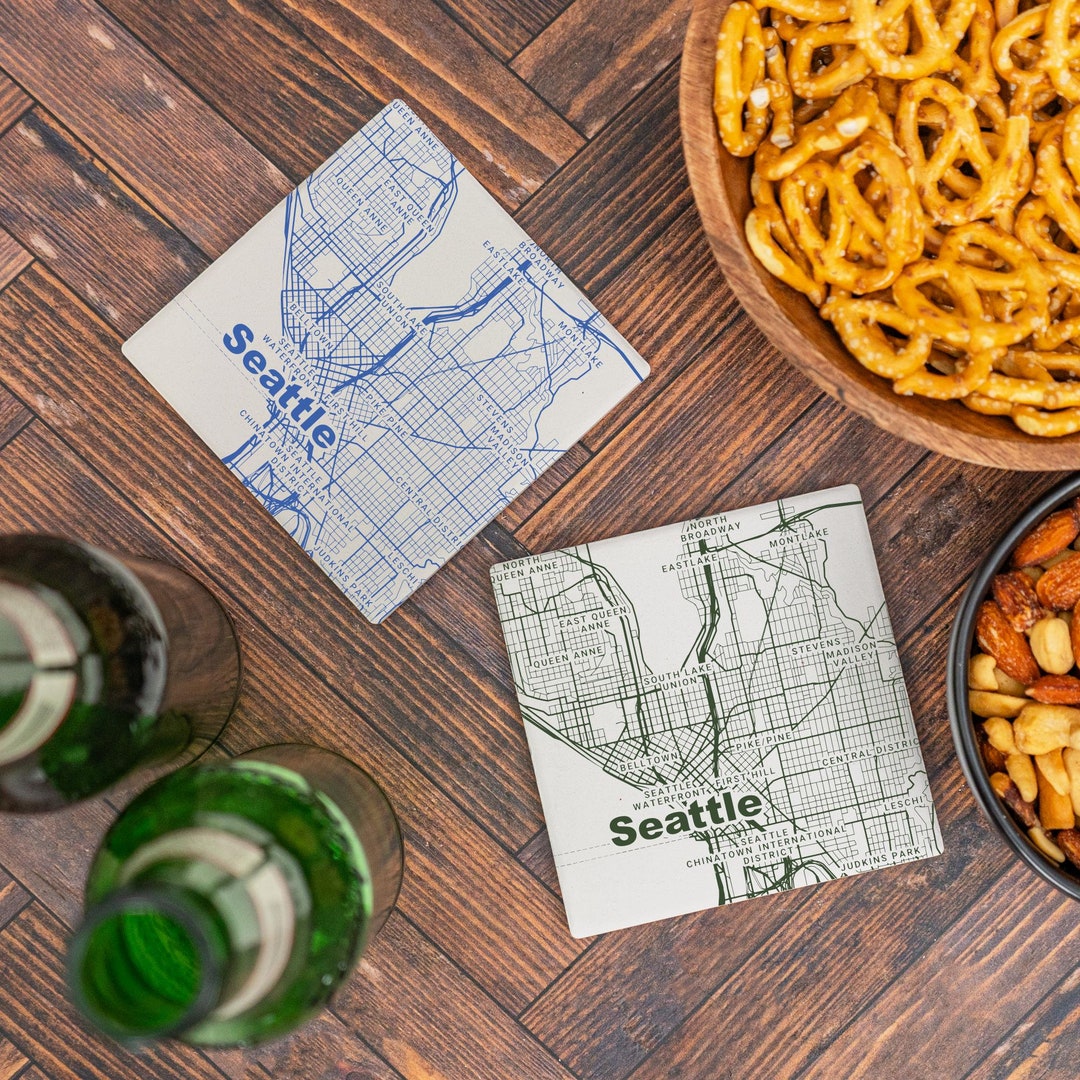 Seattle WA Coasters in Custom Colors – Washington Home Decor, WA Gift ...
