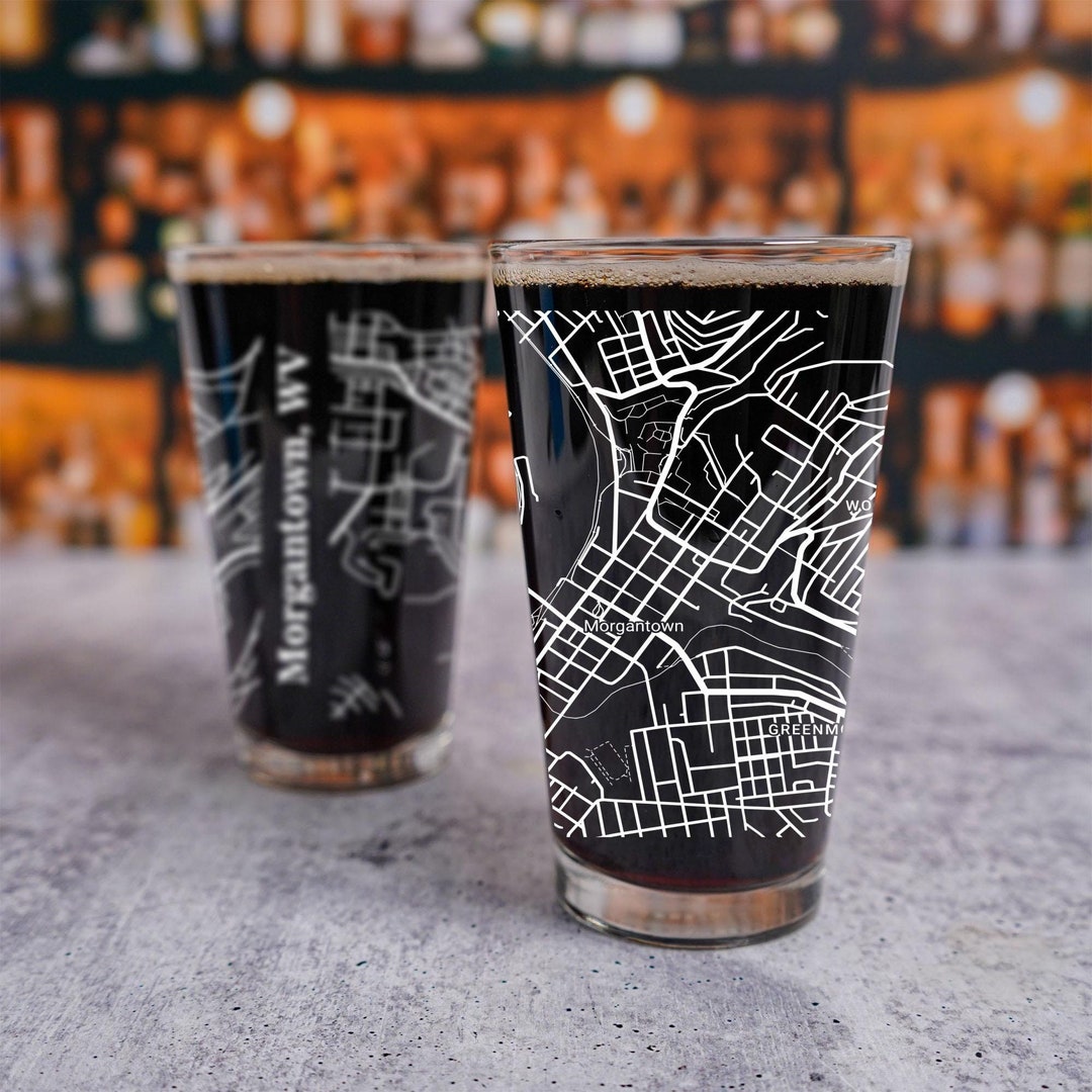 Morgantown Pint Glass, WV Pint Glass Gift, Engraved or UV Printed City ...