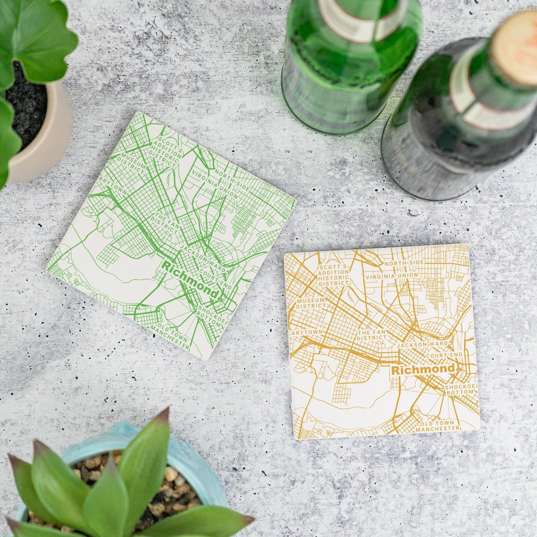 Richmond VA Coasters in Custom Colors – Virginia Home Decor, VA Gift ...