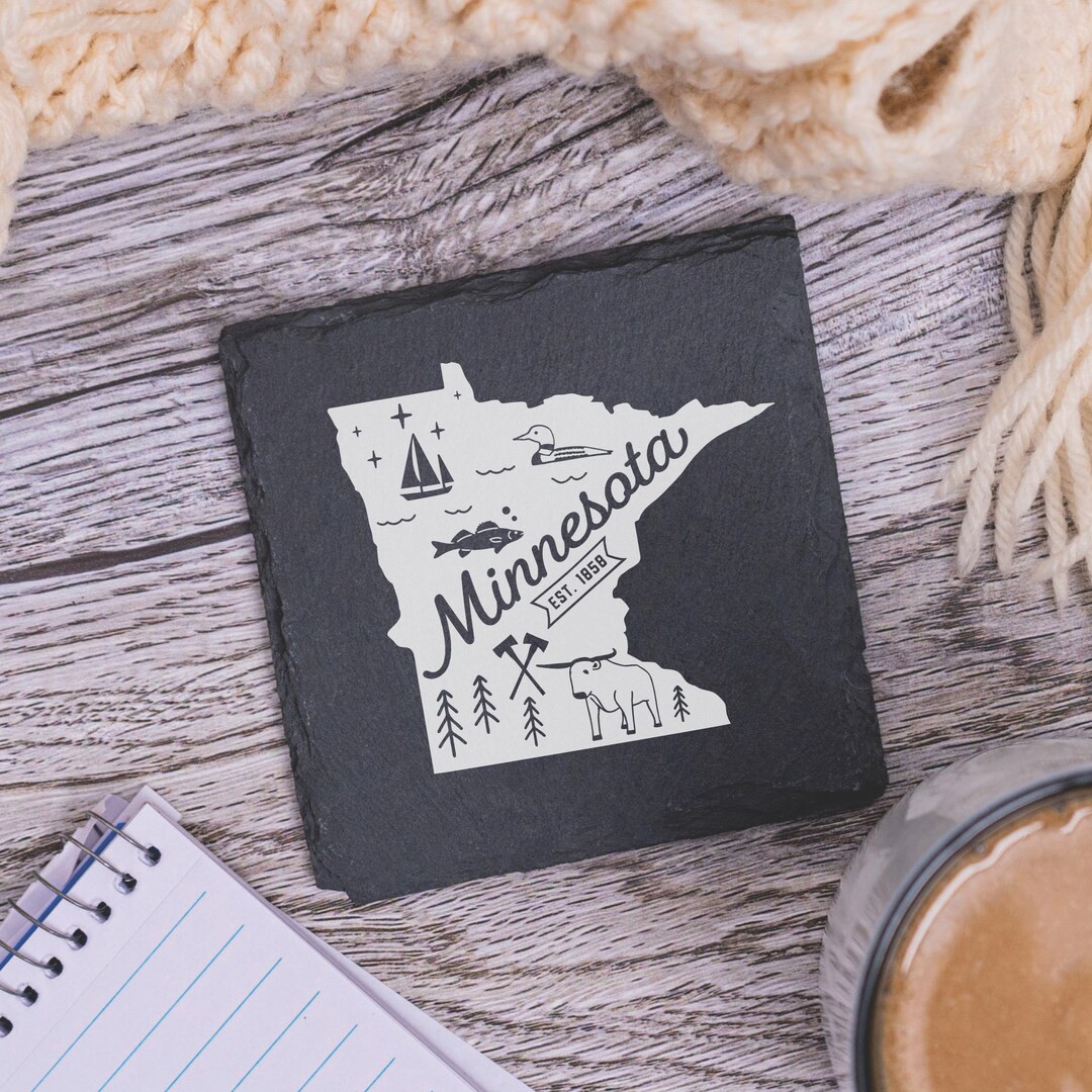 Minnesota State Coasters, Housewarming Gift, Custom Stone Coaster ...