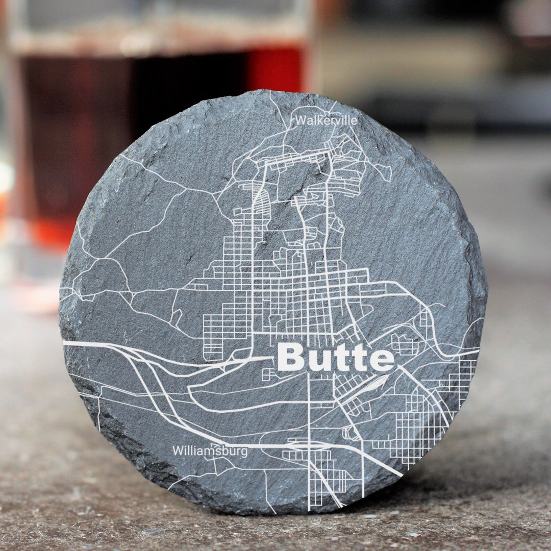 Butte MT Street Map Coaster, Butte MT Decor, Housewarming Gift, Butte ...