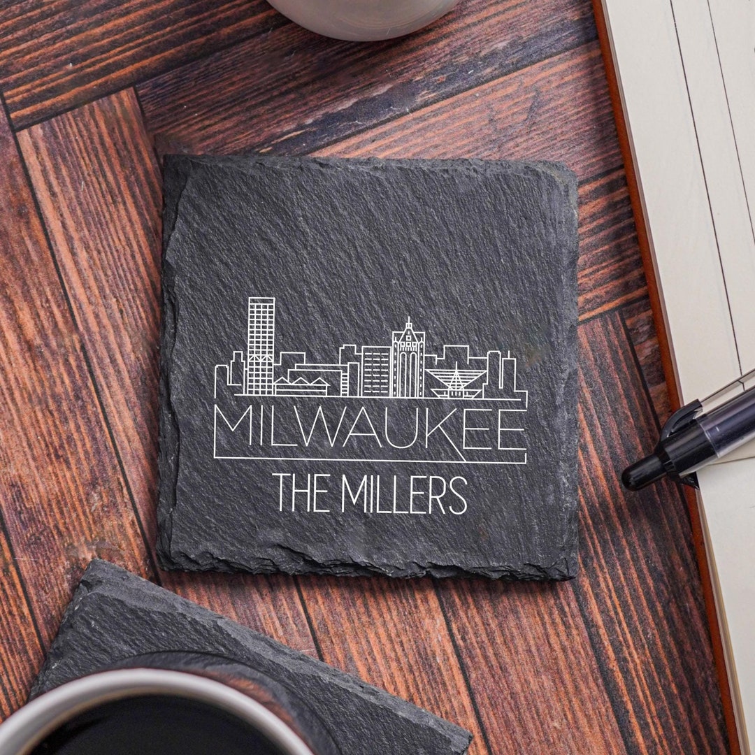 Milwaukee Skyline Coasters, Personalized Wisconsin Decor, Custom ...