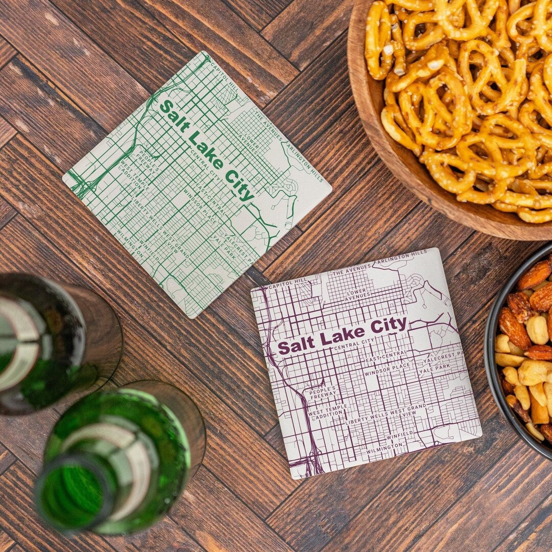 Salt Lake City UT Coasters in Custom Colors – Utah Home Decor, UT Gift ...