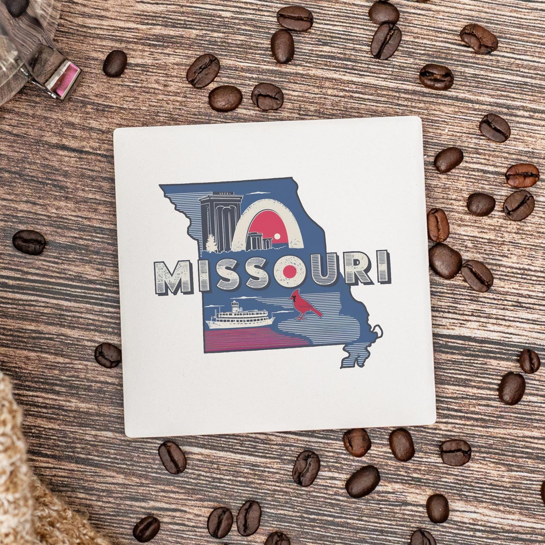Missouri State Coasters, Housewarming Gift, Ceramic Coaster, Missouri ...