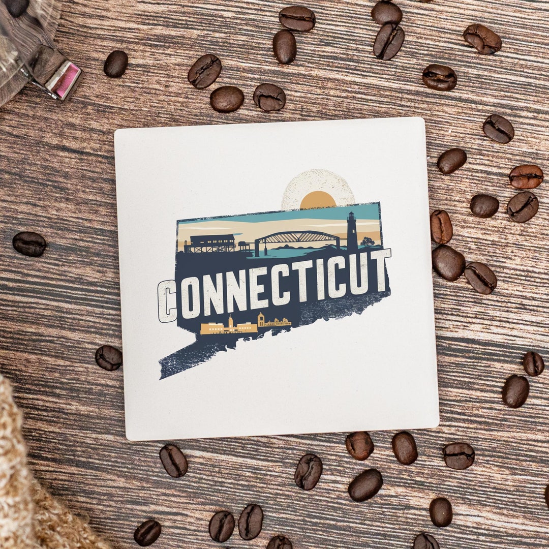 Connecticut State Coasters, Housewarming Gift, Ceramic Coaster ...