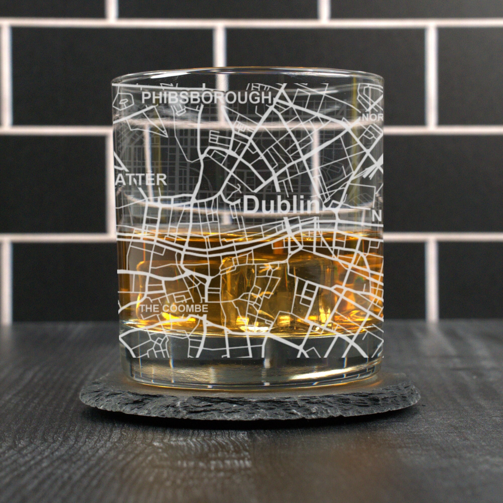 Dublin Ireland Whiskey Glass, Dublin Rocks Glass, Engraved Ireland Map ...