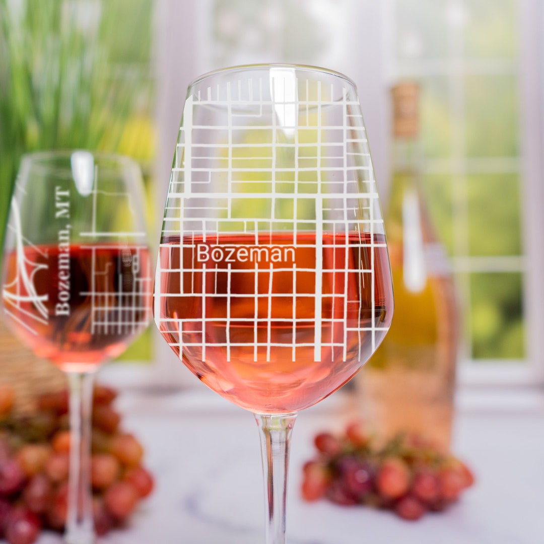 Bozeman Wine Glass, Bozeman MT Wine Glass Gift, Engraved City Map Glass ...
