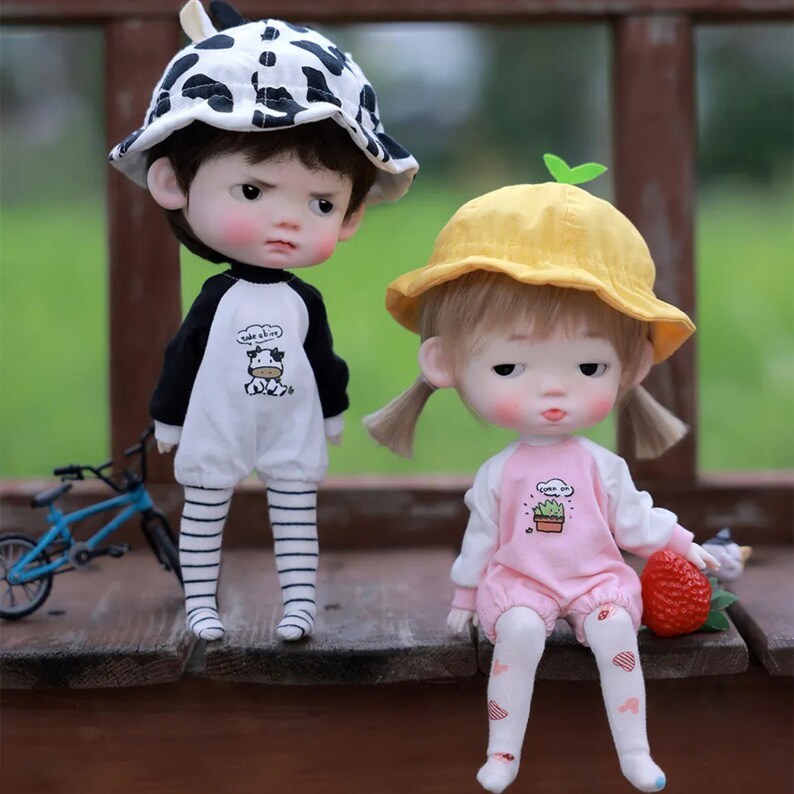 BJD Doll Full Set 1/6, Ball Jointed Doll With Cow Print Hat - Etsy