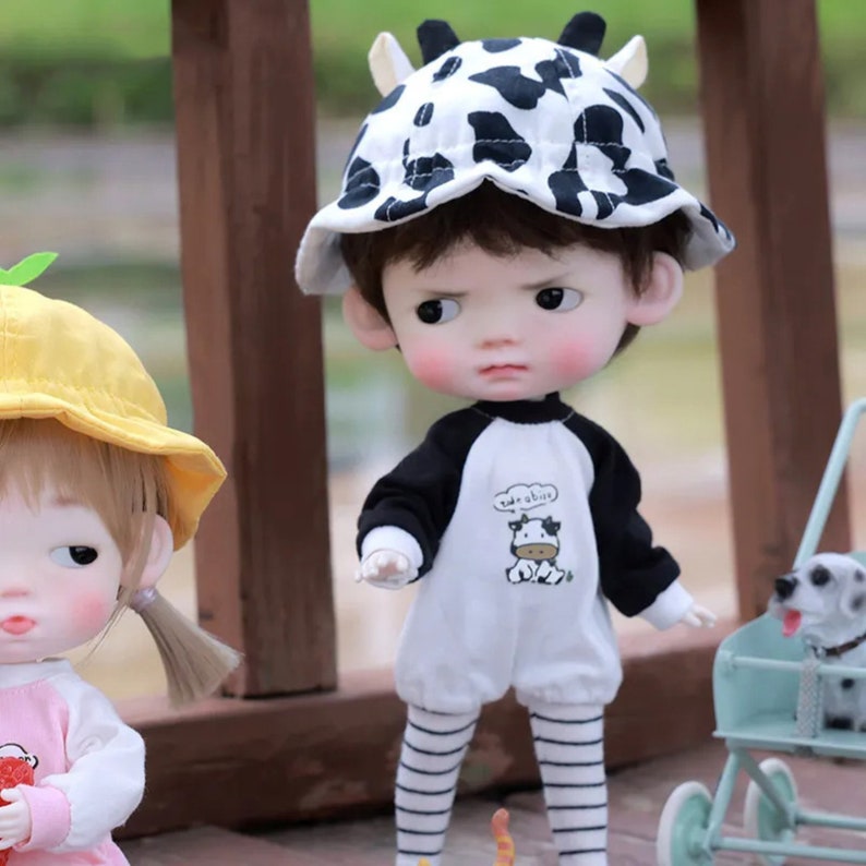 BJD Doll Full Set 1/6, Ball Jointed Doll With Cow Print Hat - Etsy