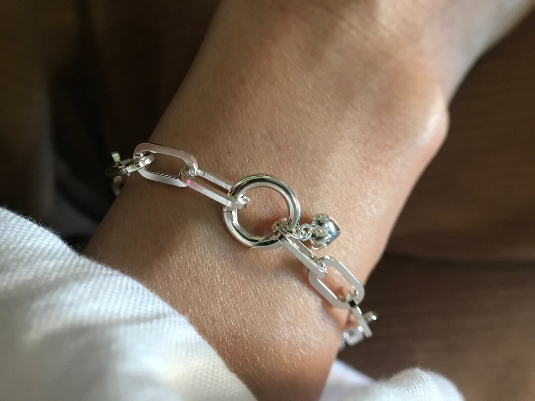 Elongated Solid Heavy Sterling Silver Chain Bracelet/necklace, Front ...