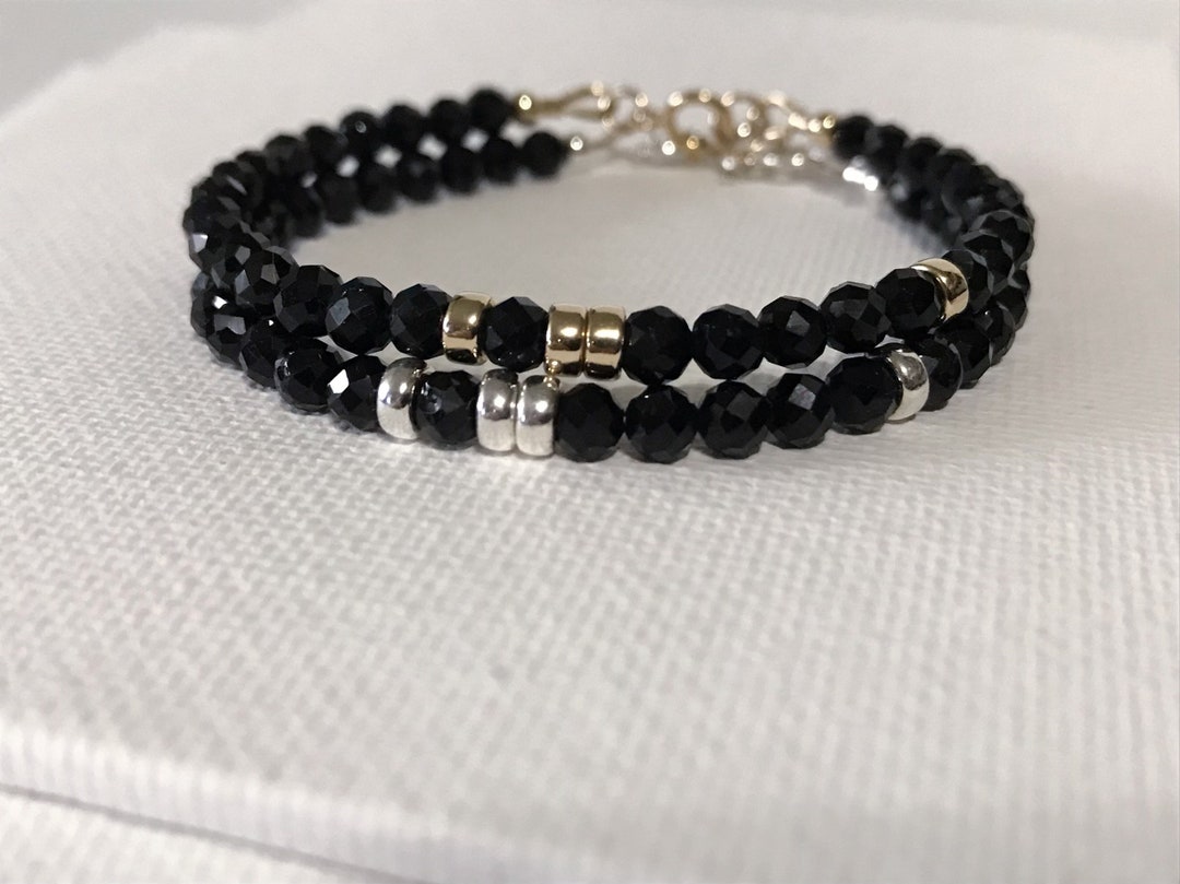 Negativity Blocker, 14K Gold Fill/sterling Silver Faceted Black ...