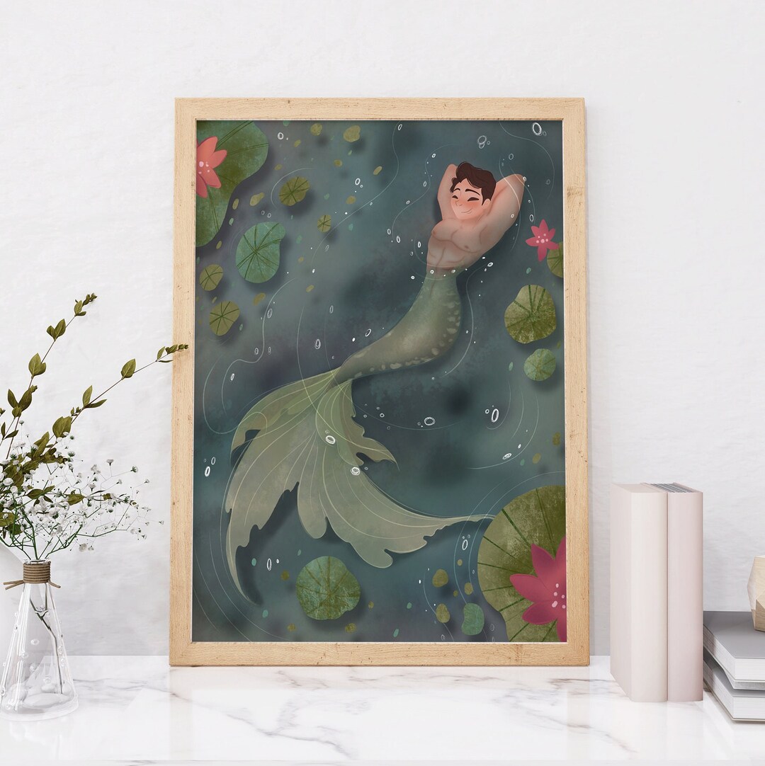 Merman Art Print Merman Wall Decor Mermaid Decor Mermaid Gift - Etsy