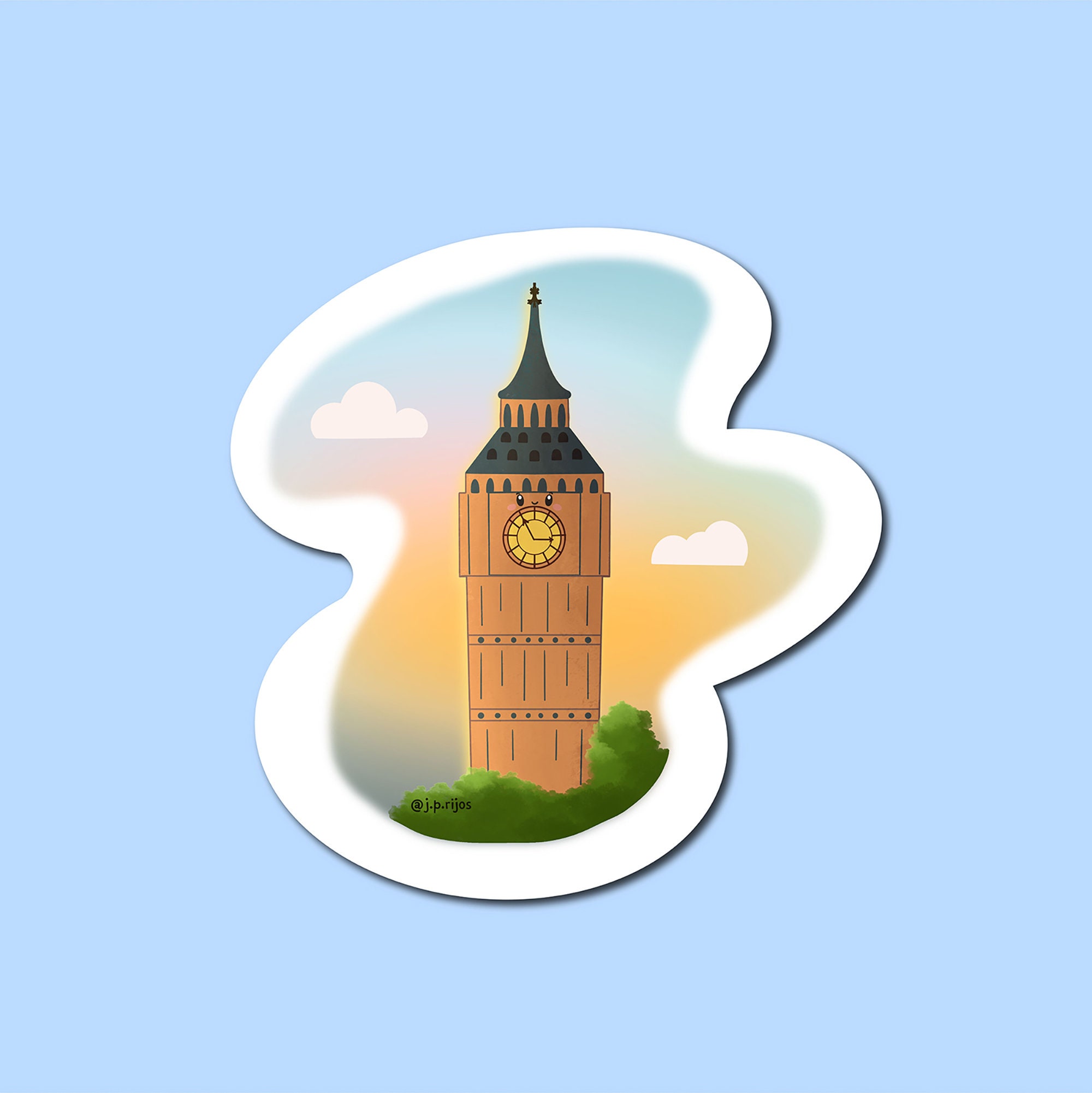 Kawaii Big Ben Die Cut Sticker Cute Big Ben Sticker London | Etsy