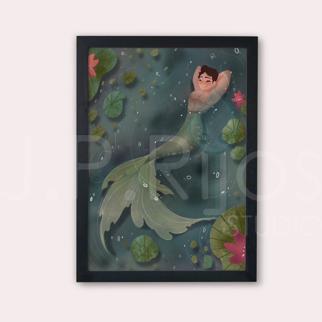 Merman Art Print Merman Wall Decor Mermaid Decor Mermaid - Etsy
