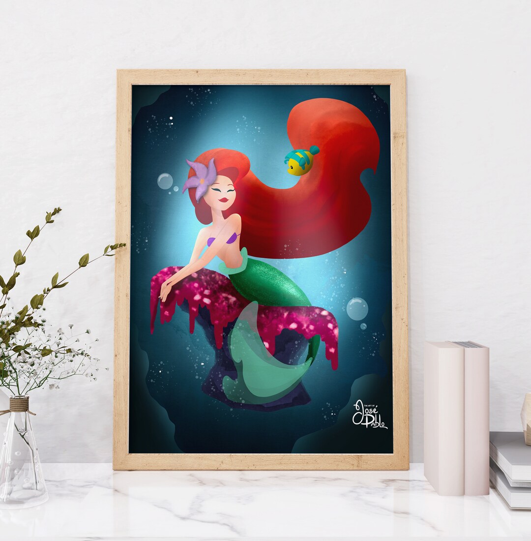 Princess Ariel Art Print~ Disney Princess Wall Art~ Disney Princess Art ...