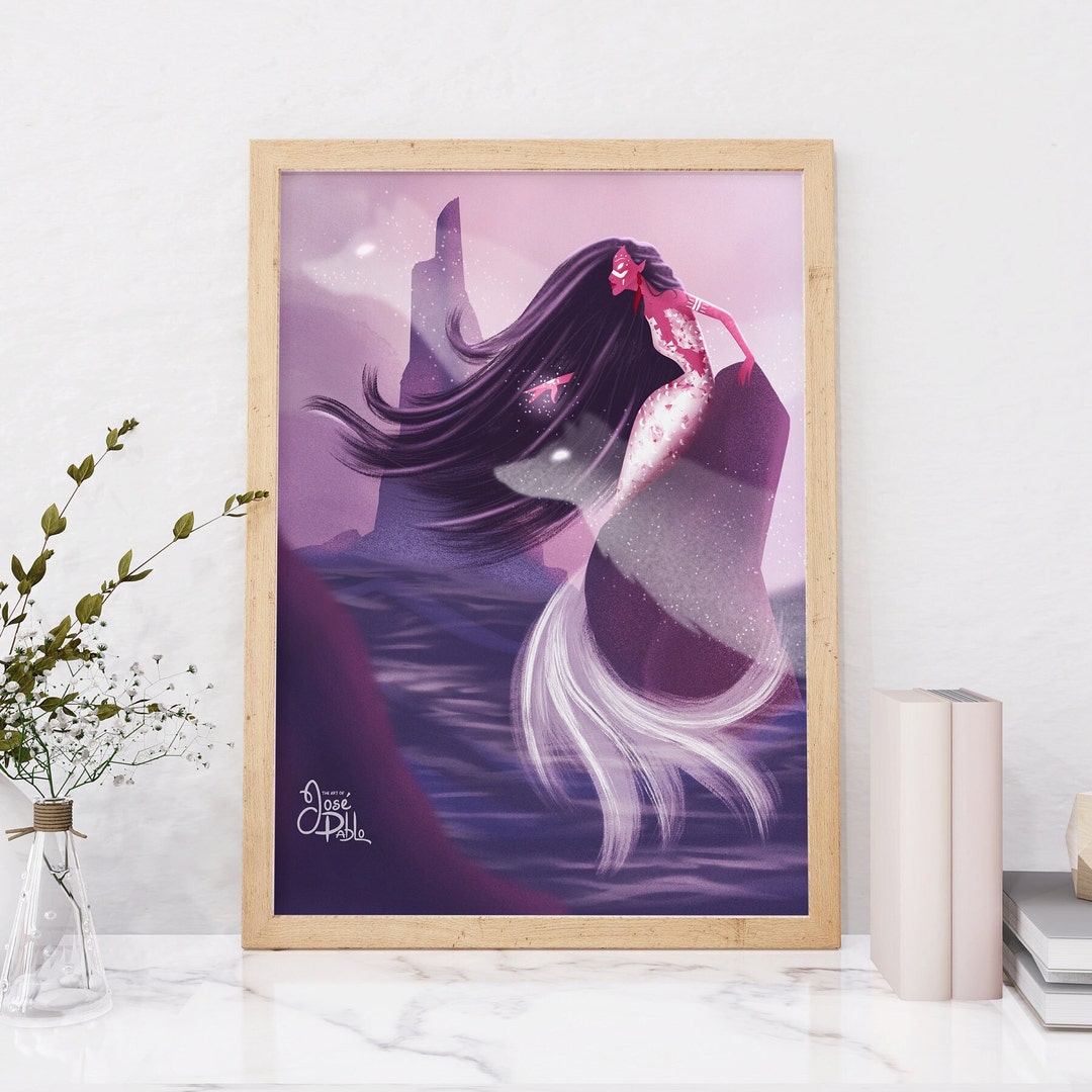 Elemental Wind Mermaid Art Print African American Mermaid Mermaid Wall ...