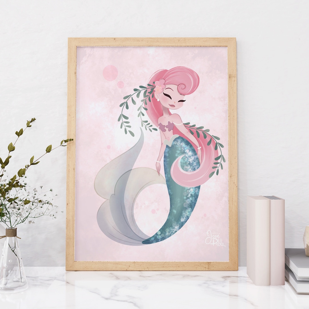 Pastel Pink Mermaid~ Mermaid Art Print ~mermay~ Mermaid Nursery - Etsy
