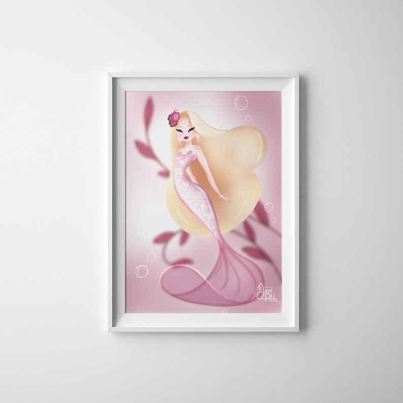 Pearl Mermaid Art Print ~ Mermaid Wall Decor~ Mermaid Nursery~ Mermay ...