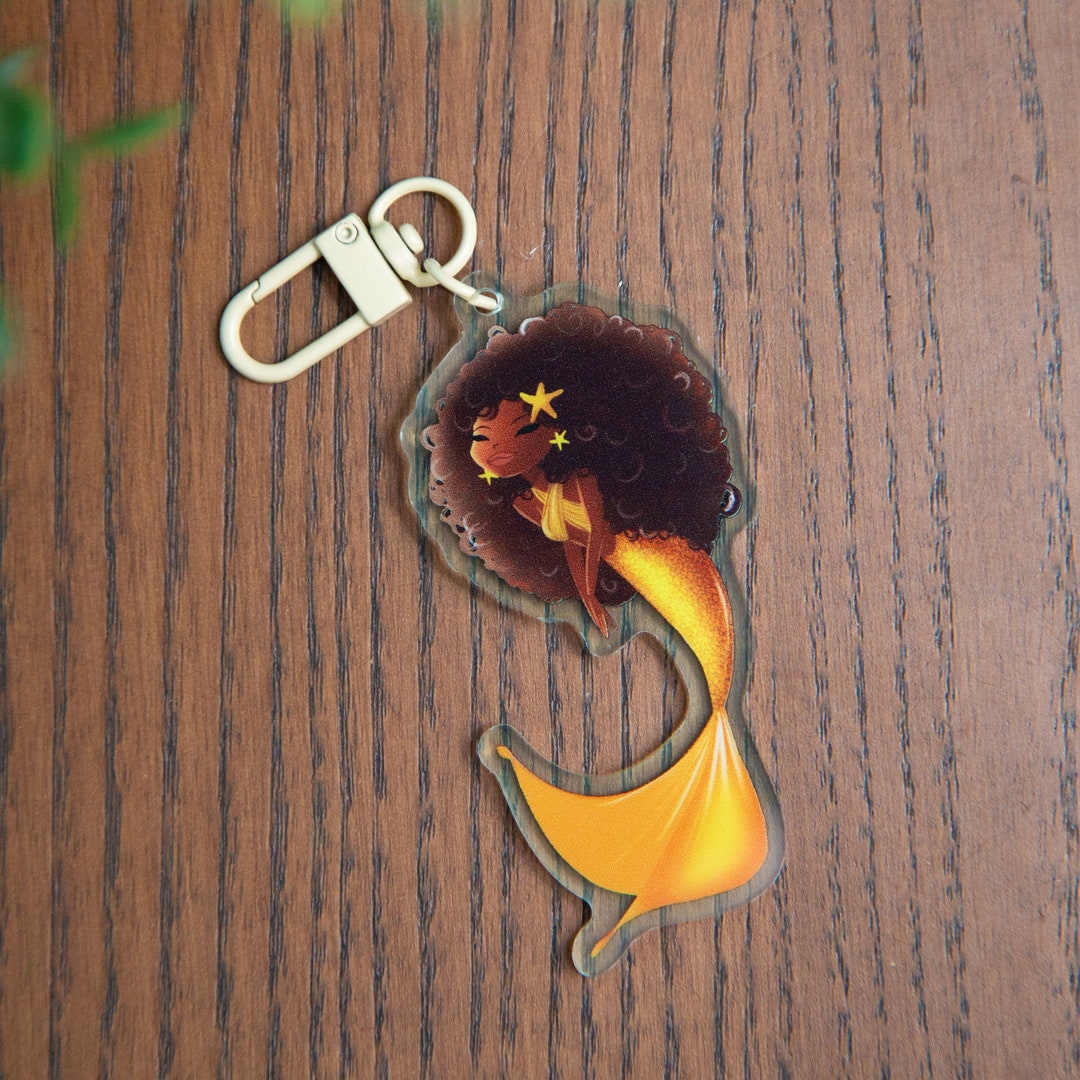 Afro Mermaid Acrylic Keychain~ African Mermaid~ African American ...