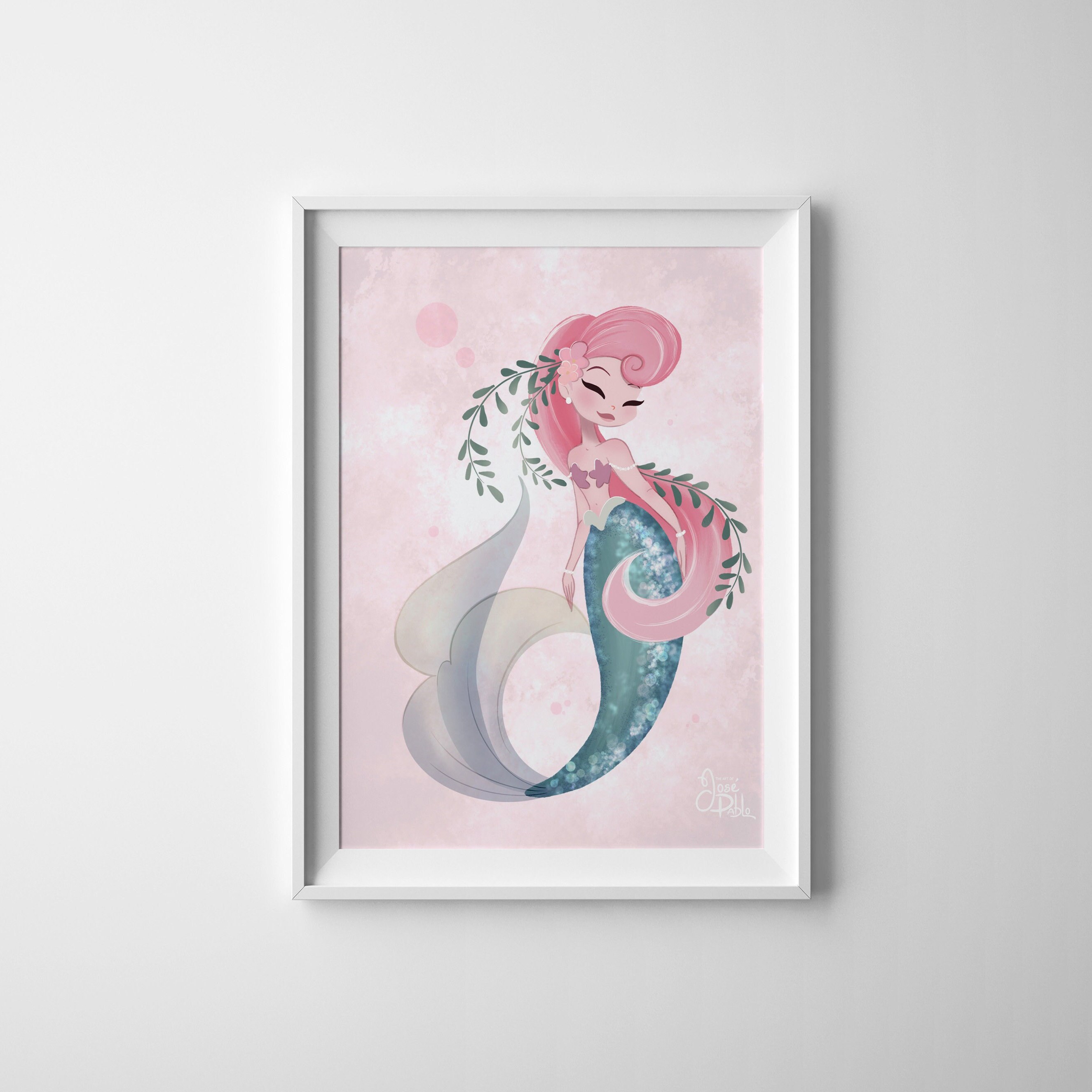 Pastel Pink Mermaid~ Mermaid Art Print ~mermay~ Mermaid Nursery - Etsy