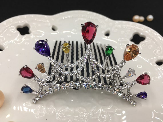 Flame French Comb Rhinestone Embellished Luxury Crown Tiara | Etsy