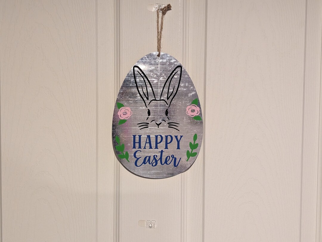 Happy Easter Galvanized Egg Shaped Plaque - Etsy