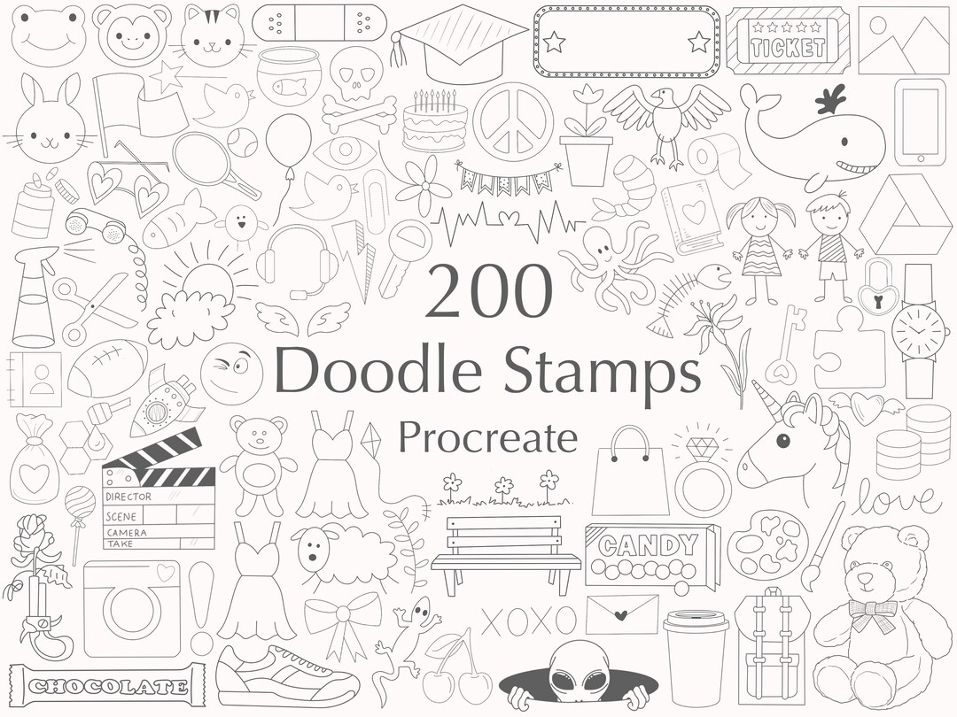 Pocreate Doodle Stamps. Procreate Stamp Brushset. Procreate Doodles ...