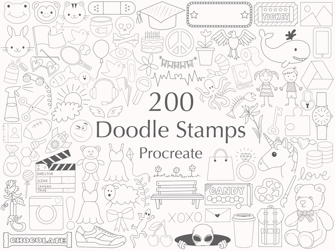 Pocreate Doodle Stamps. Procreate Stamp Brushset. Procreate Doodles ...