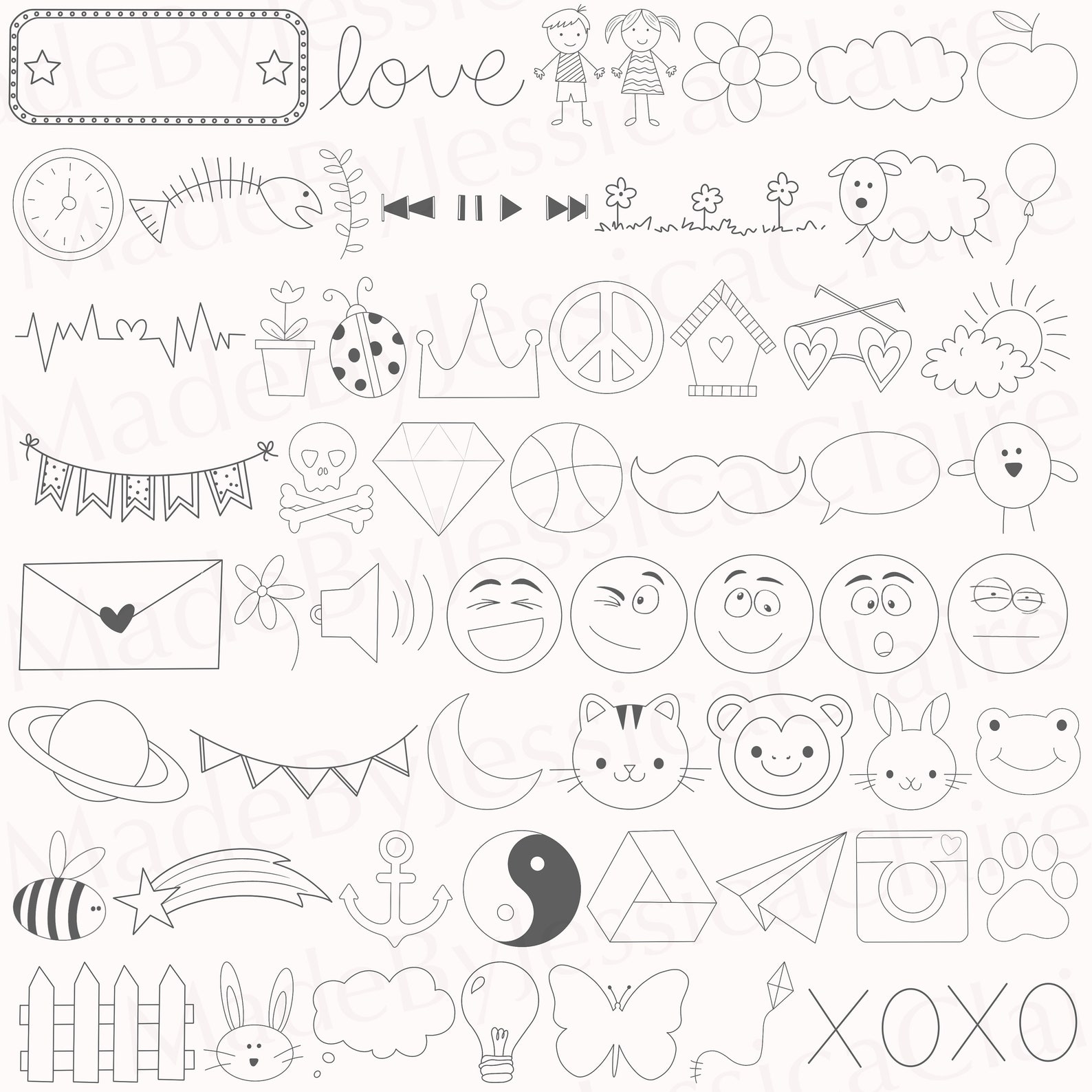 Doodles SVG Doodle Bundle SVG Doodles Cut File Doodle - Etsy