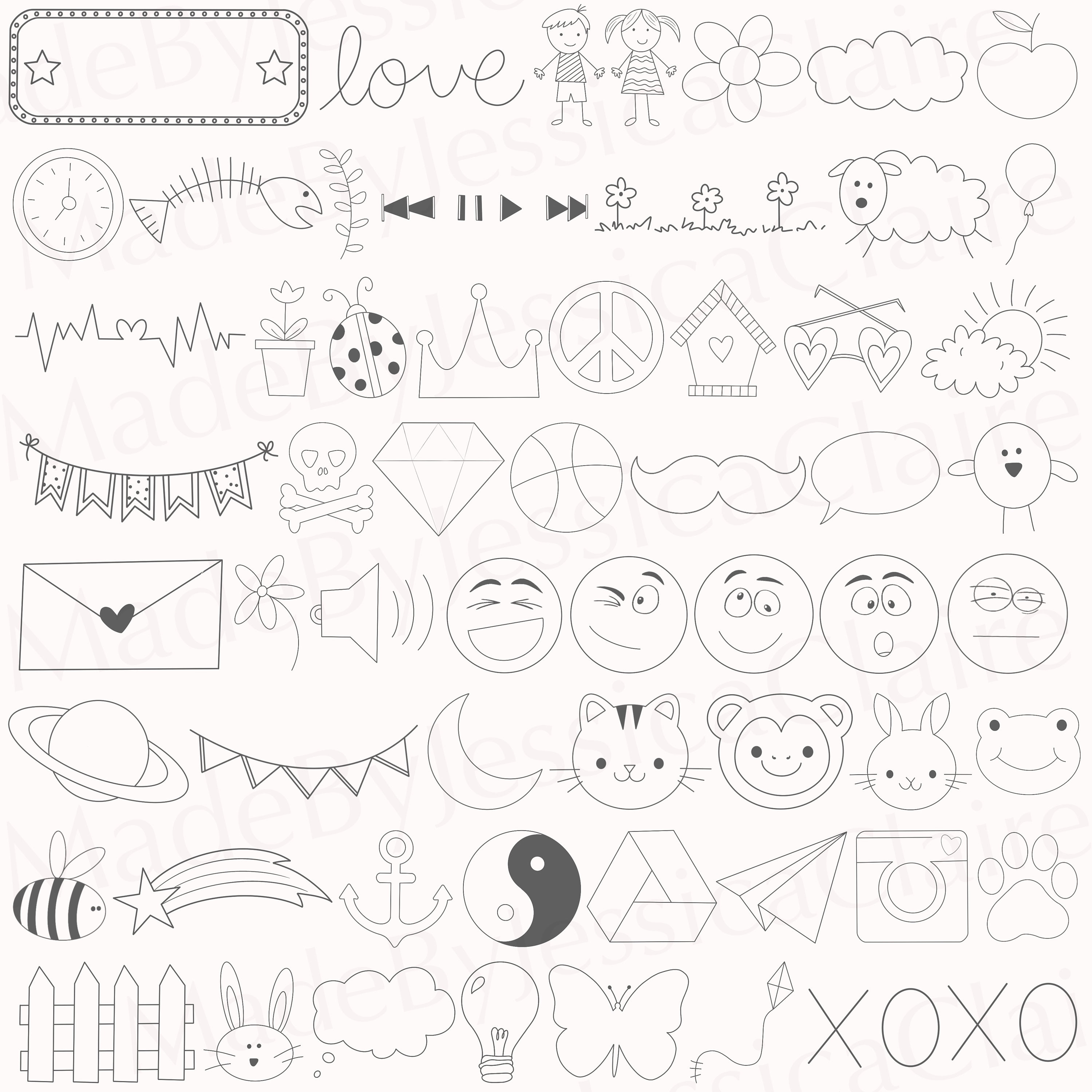 Doodles SVG Doodle Bundle SVG Doodles Cut File Doodle - Etsy