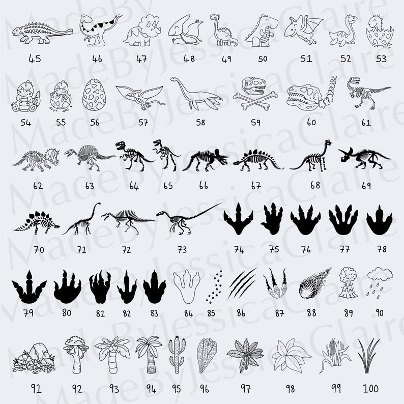 Dinosaur Procreate Stamps Cartoon Stamps Cute Dinosaurs - Etsy