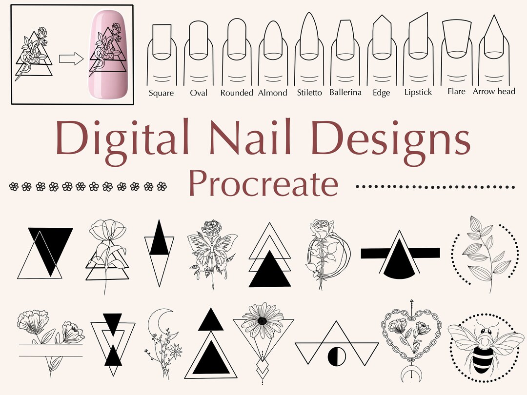 Pocreate Nail Stamps | Procreate Digital | Procreate Brushes ...