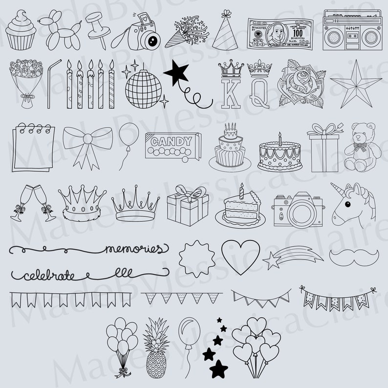 Birthday SVG Happy Birthday Svg Heart Svg Doodles Svg - Etsy