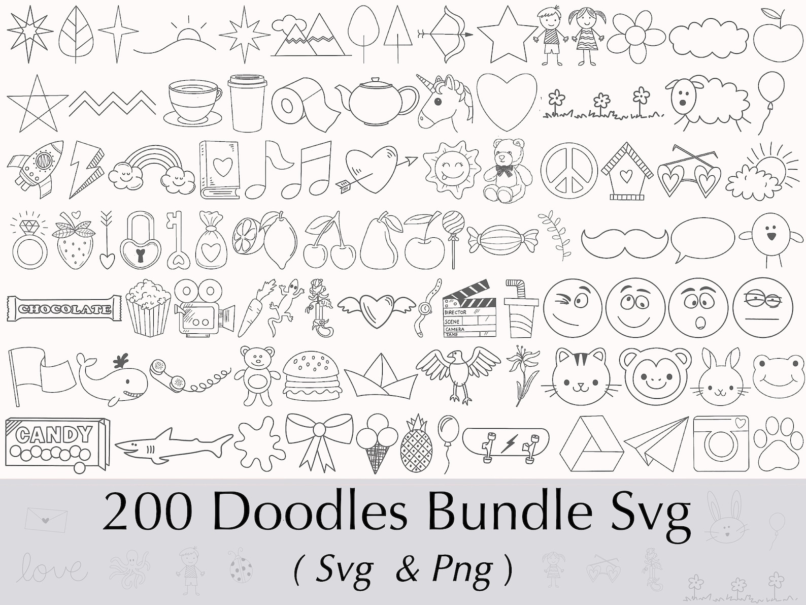 Doodles SVG Doodle Bundle SVG Doodles Cut File Doodle | Etsy