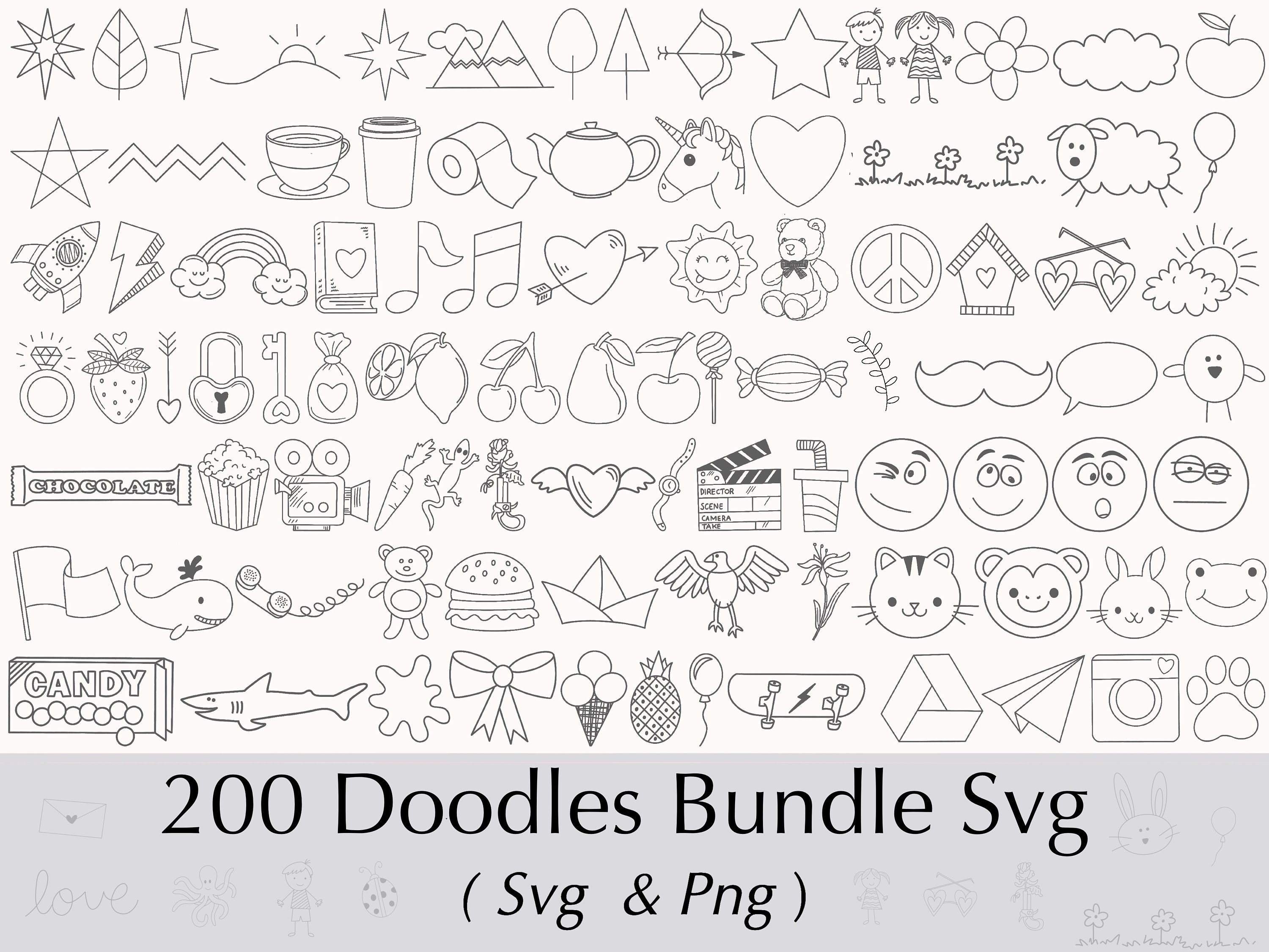 Doodles SVG Doodle Bundle SVG Doodles Cut File Doodle - Etsy