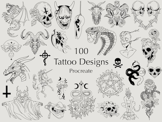 Procreate Tattoos Procreate Tattoo Brushset Tattoo Stencil - Etsy