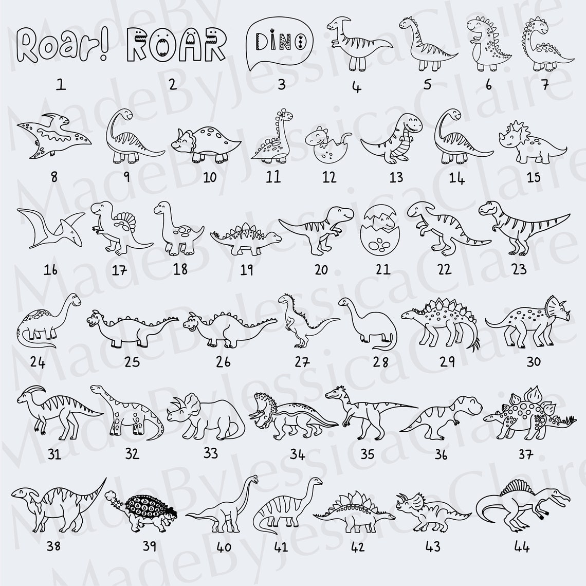 Dinosaur Procreate Stamps Cartoon Stamps Cute Dinosaurs - Etsy UK
