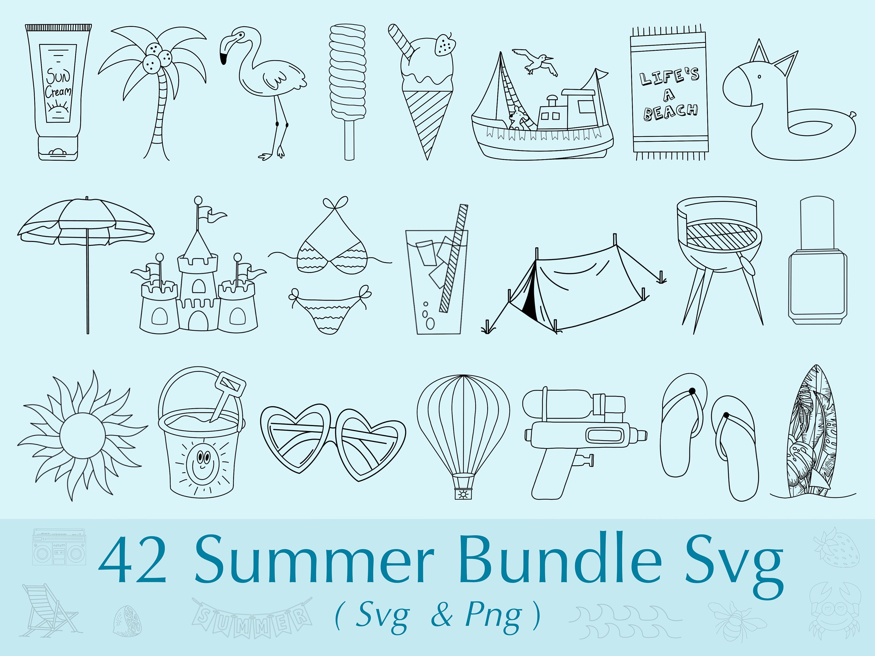 Summer SVG Summer Bundle SVG Beach SVG Sun Svg Summer - Etsy