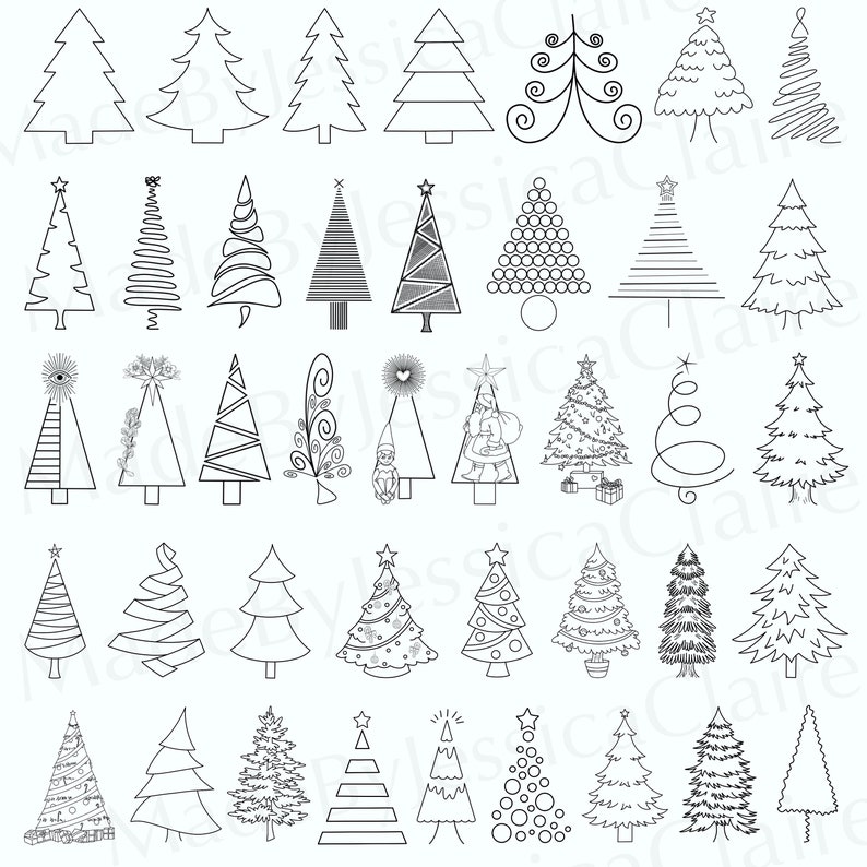 40 Christmas Tree Procreate Stamps, Winter Stencil (commercial Use) - Etsy