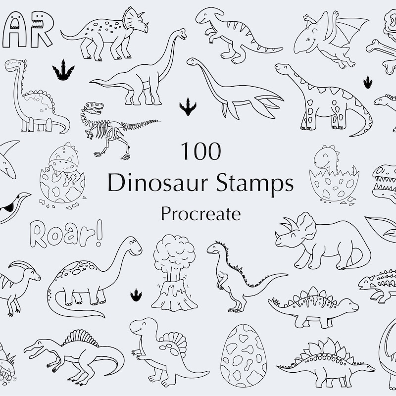 Cute Dinosaur Line Art - Etsy UK