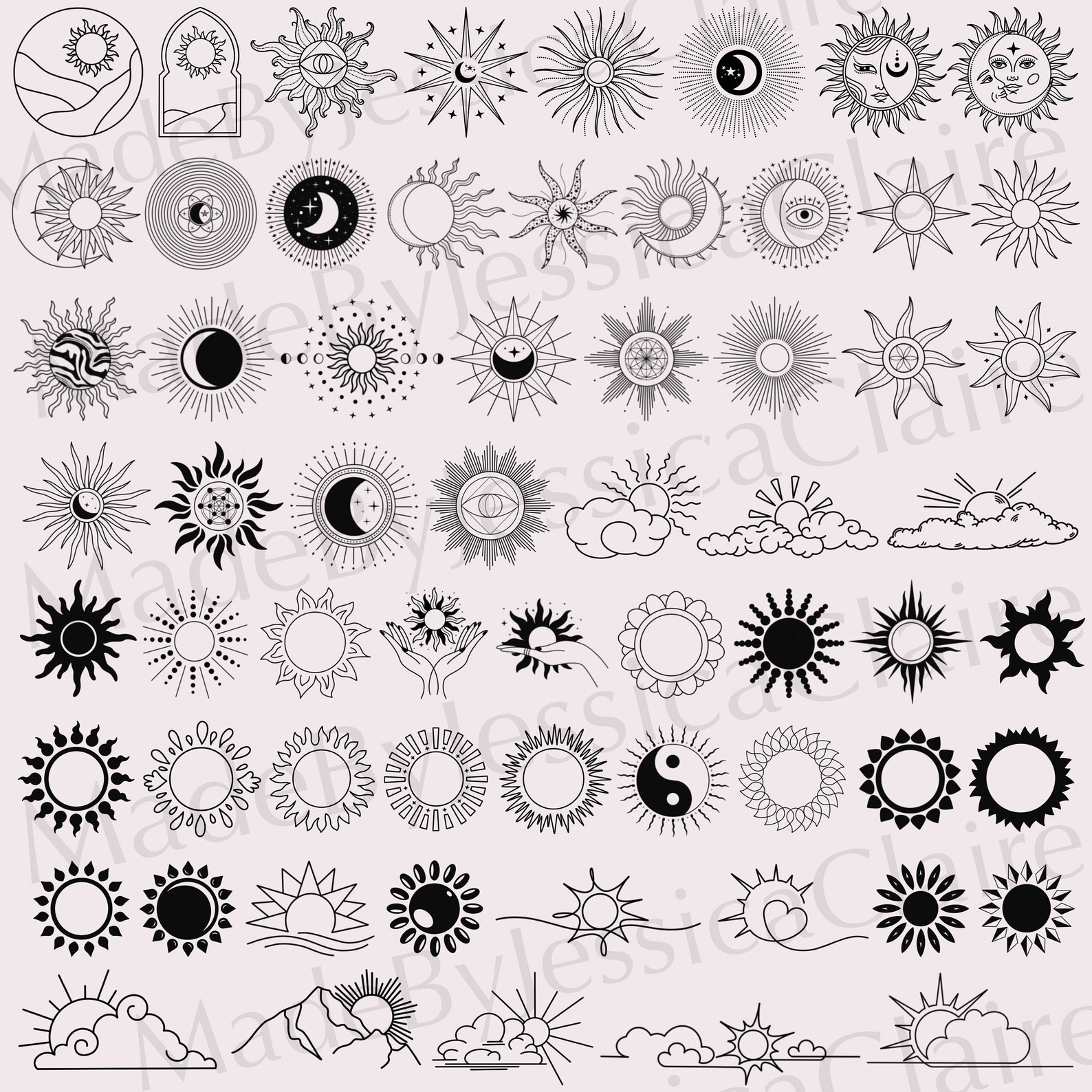 Mystical Sun Svg Celestial Svg Mystical Sun Clipart - Etsy