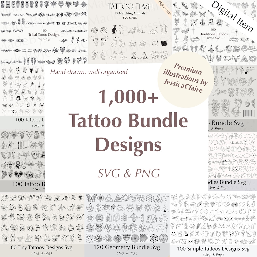 Tattoo Bundle SVG & PNG Designs | Tattoo Flash Svg | Custom Tattoo ...
