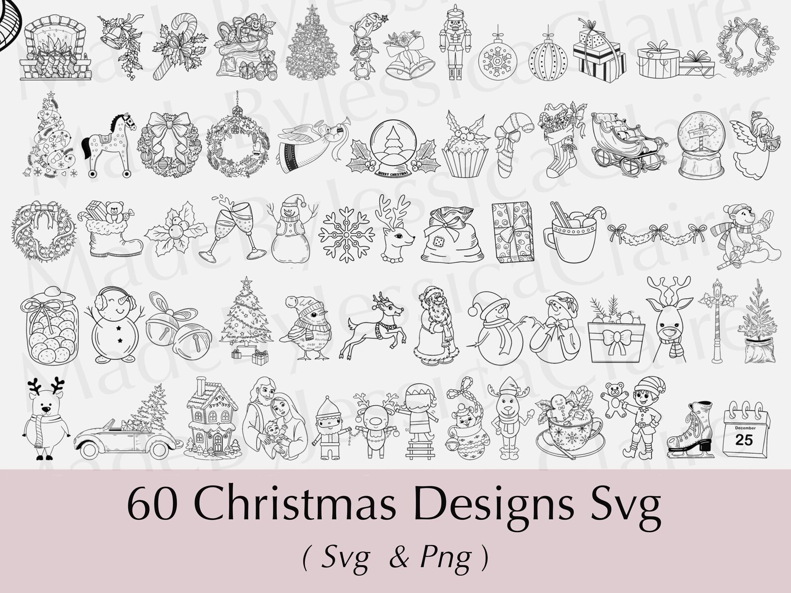 Christmas SVG Bundle | Winter Holiday Designs (60 PNG + SVG) - Etsy