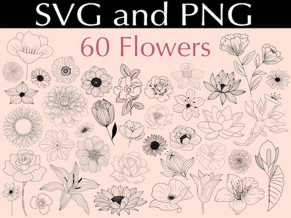 Fleurs SVG Paquet de fleurs SVG SVG floral Fichier | Etsy