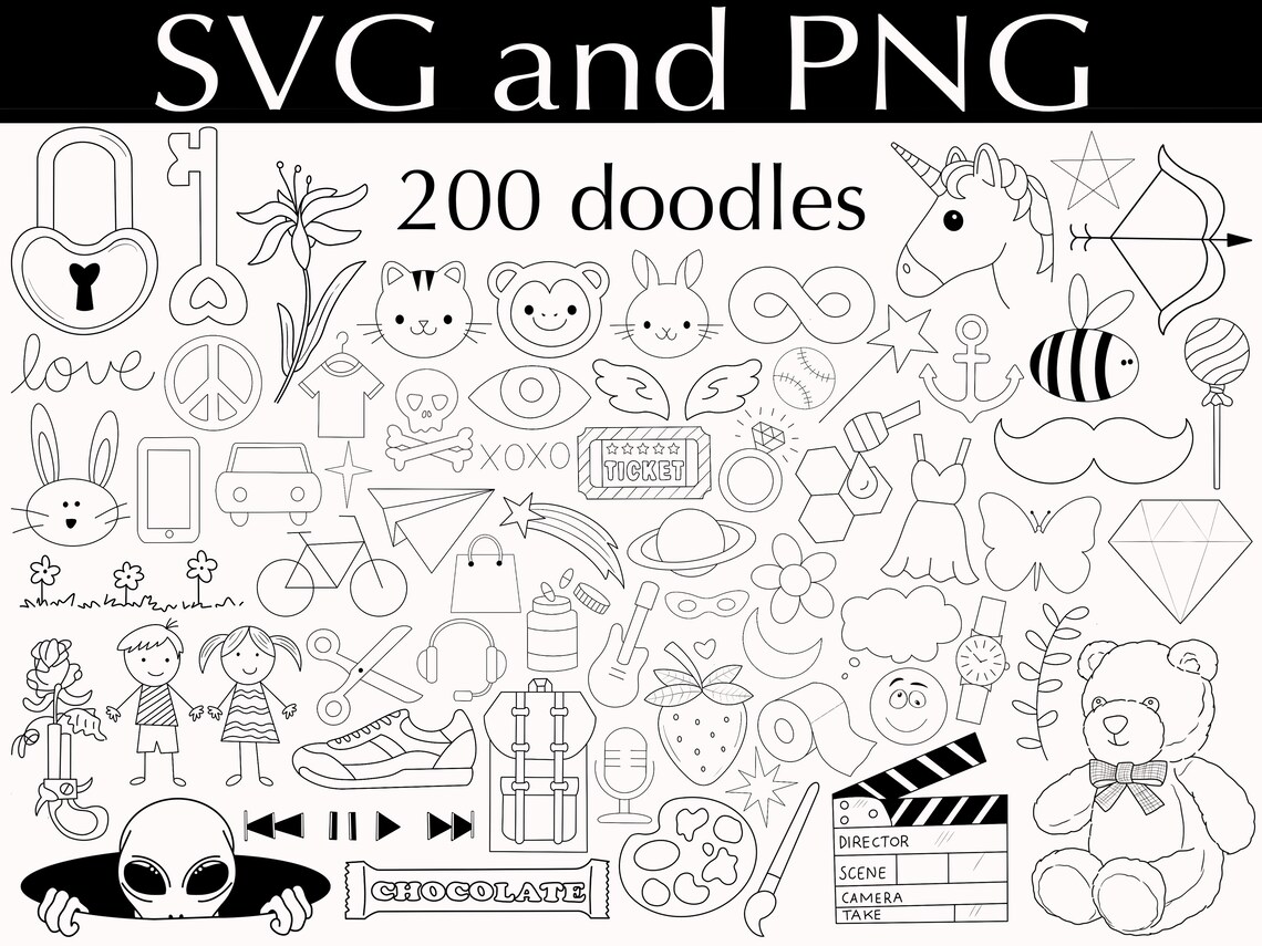 Doodles SVG Doodle bundle SVG Doodles cut file Doodle | Etsy